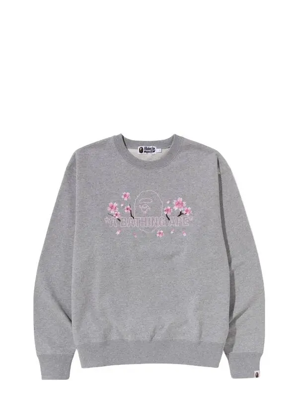 BAPE Sakura A Bathing Ape Relaxed Fit Crewneck Sweatshirt - Grey