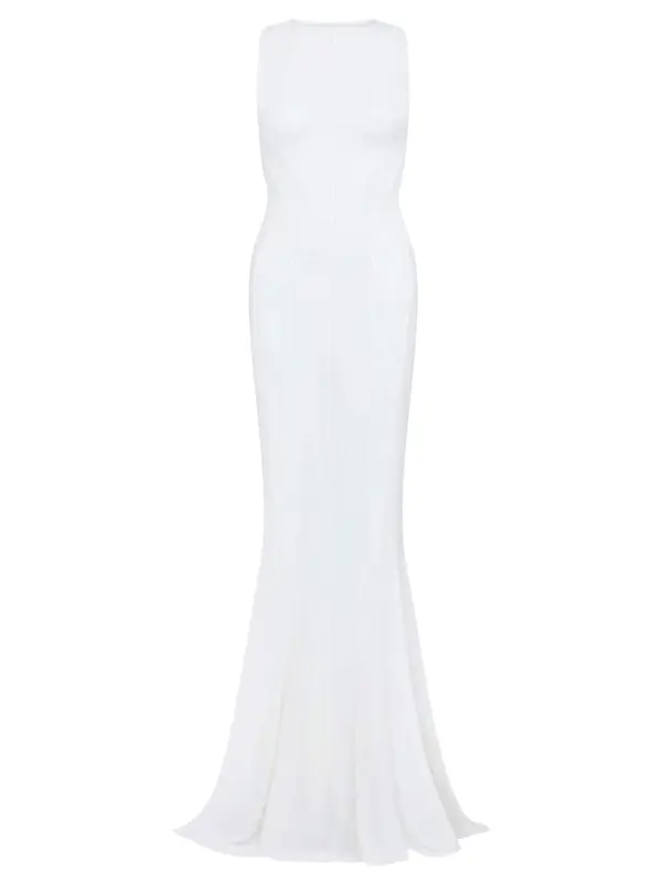 LET'S SWIM Mesh Maxi Dress - White
