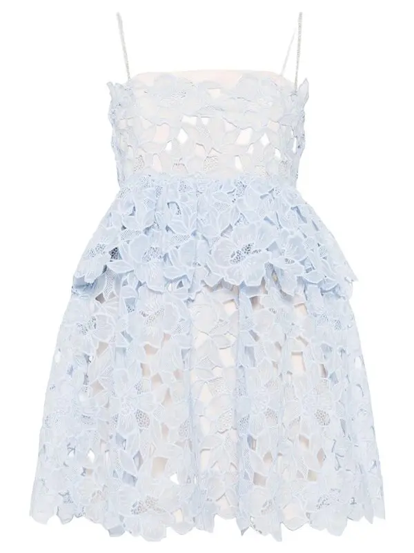 SELF-PORTRAIT Corded Lace Mini Dress - Blue