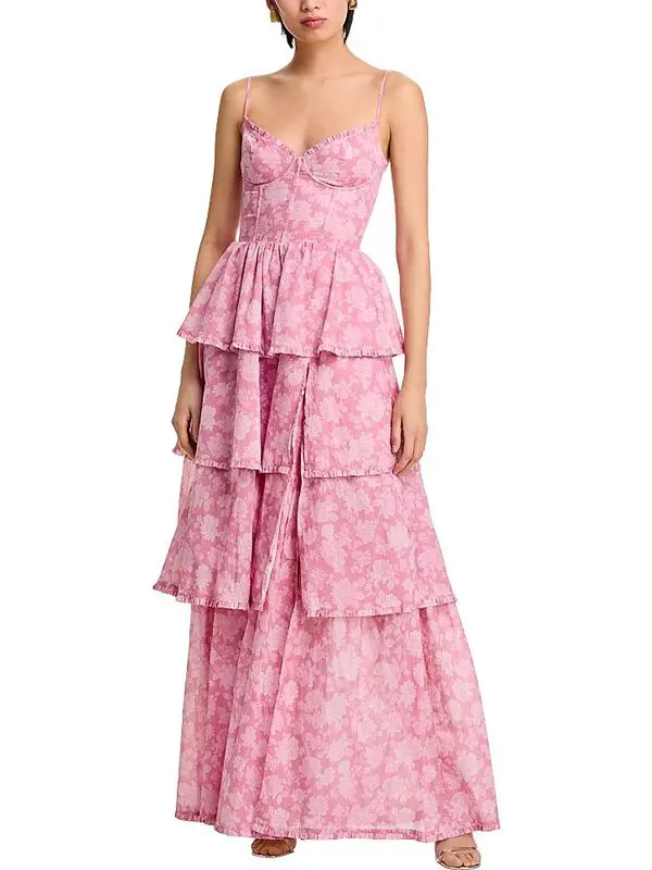 V. CHAPMAN Caterina Tiered Dress - Pink Peony