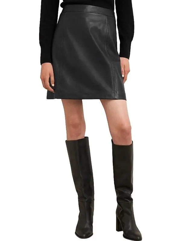 HOBBS LONDON Annabelle Leather Skirt - Black