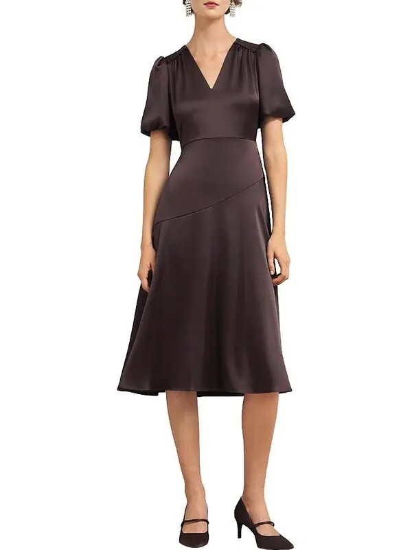 HOBBS LONDON Eastbury A-line Dress - Deep Brown