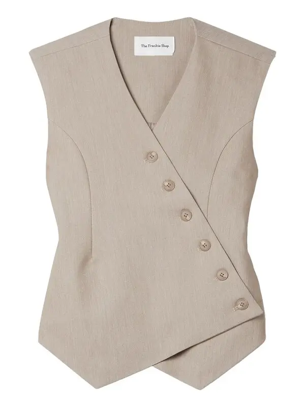 THE FRANKIE SHOP Maesa Asymmetric Woven Vest - Neutrals