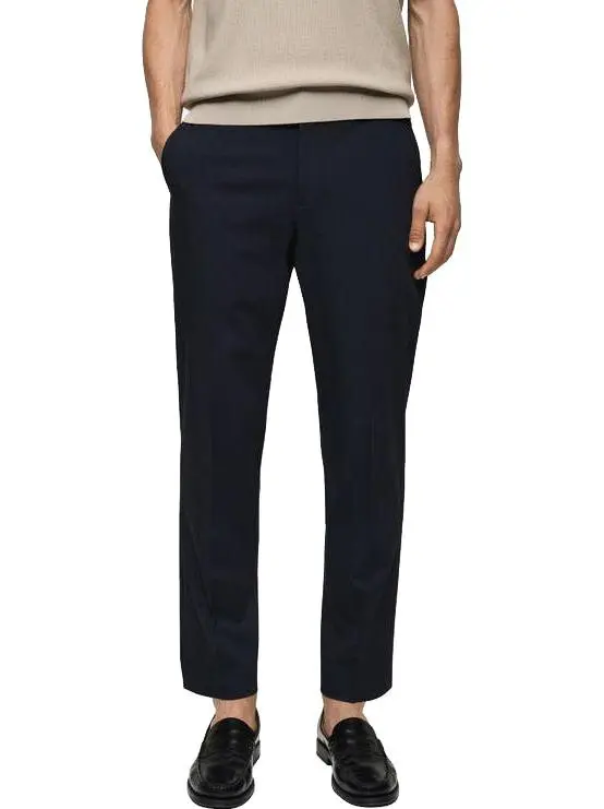 Mango Stretch Slim Fit Trousers - Dark Navy