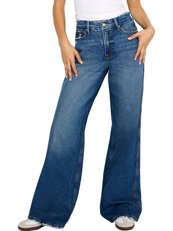Good American Good Skate High Waist Wide Leg Jeans - Indigo713