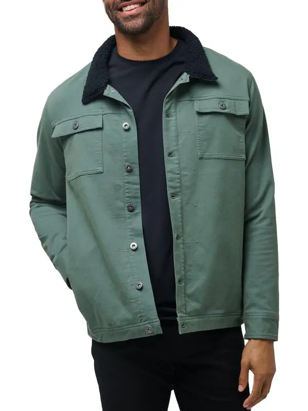 Travis Mathew Cloud Denim Fleece Collar Jacket - Balsam Green