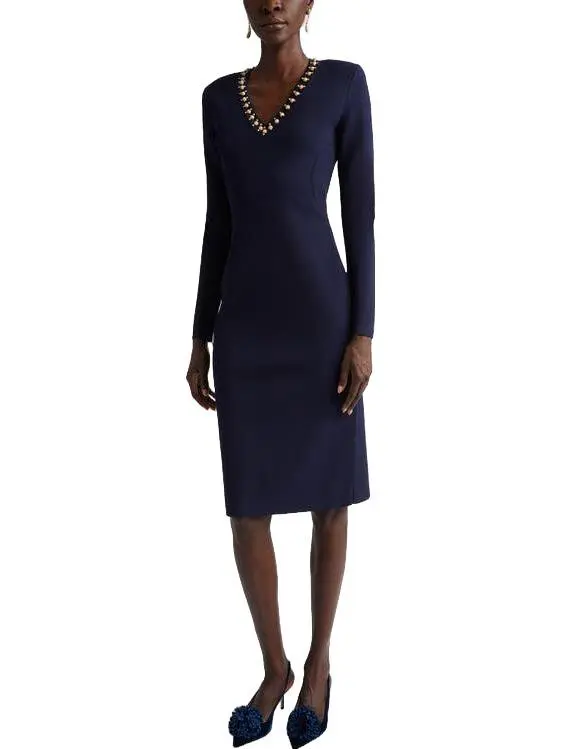 St. John Pavé Milano Knit Dress - Nv00 Navy