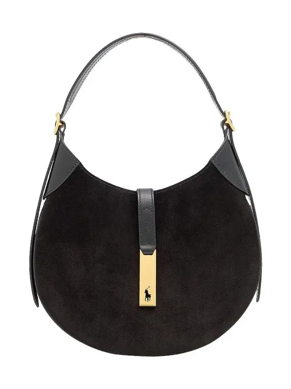 Polo Ralph Lauren Polo Id Suede Shoulder Bag - Black