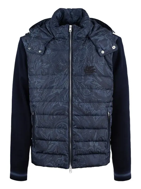 Etro Down Jacket With Paisley Print - Blue