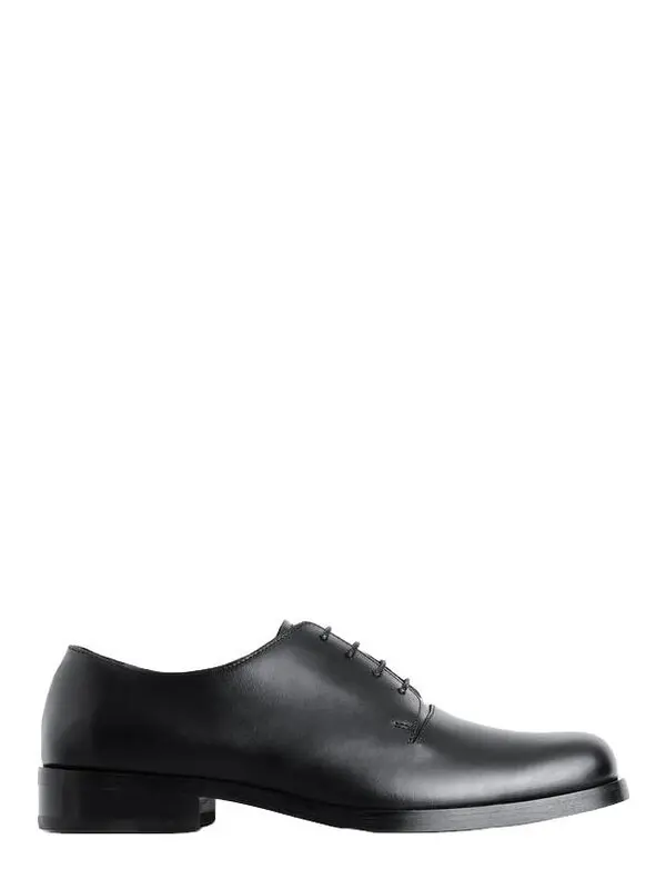 Cos Square-toe Leather Derby Shoes - Black
