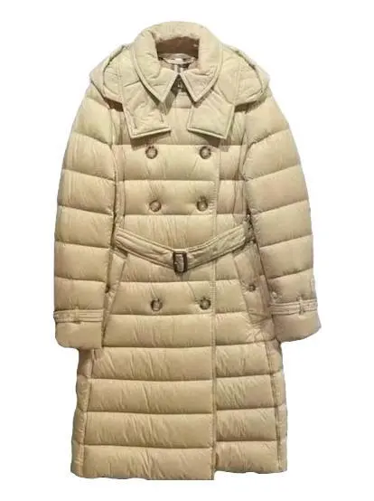 Burberry Arniston Hooded Puffer Long Down Jacket - Honey