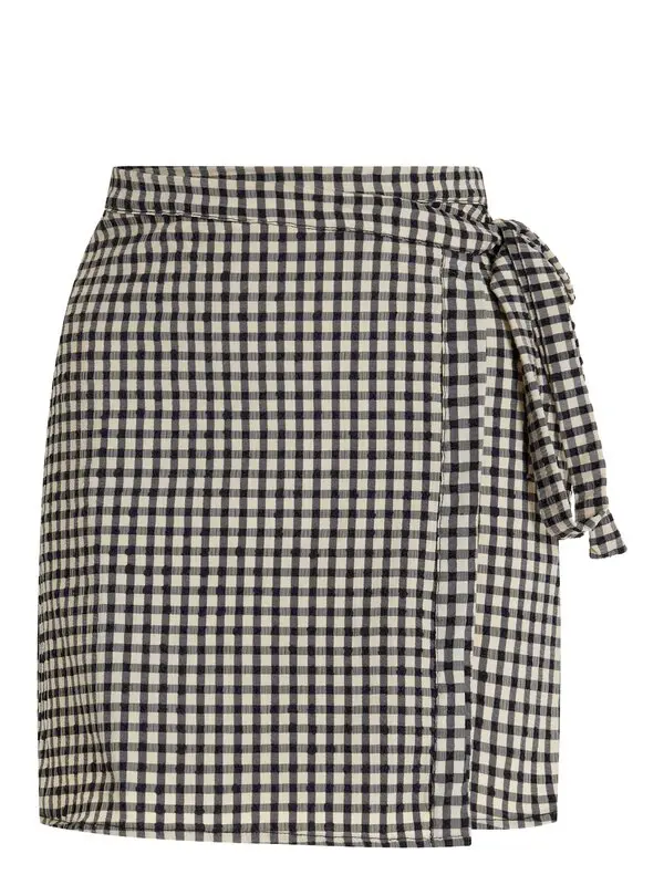 JUILLET Gingham Wrap Mini Skirt - Plaid