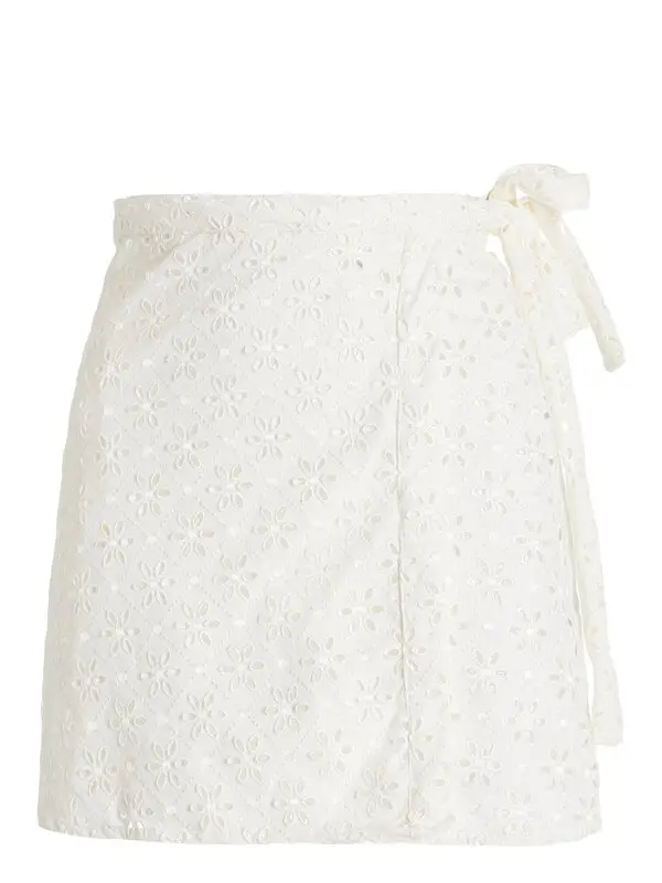 JUILLET Broderie Anglaise Mini Wrap Skirt - White
