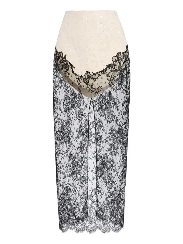 WIEDERHOEFT Lace-paneled Brocade Maxi Skirt - Ivory