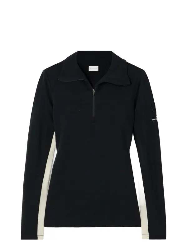 WE NORWEGIANS Voss Merino Wool-blend Piqué Ski Top - Black