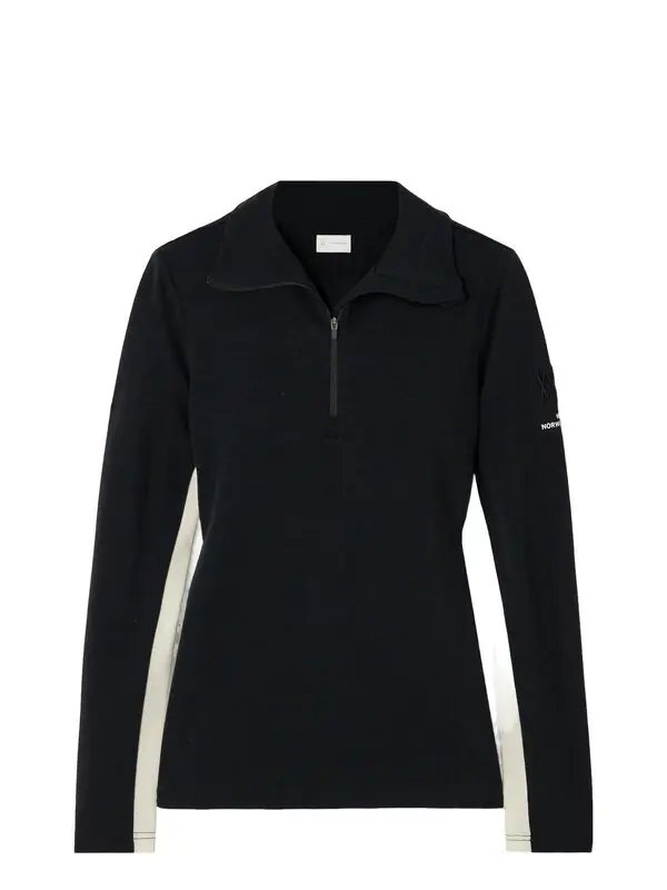 WE NORWEGIANS Voss Merino Wool-blend Piqué Ski Top - Black
