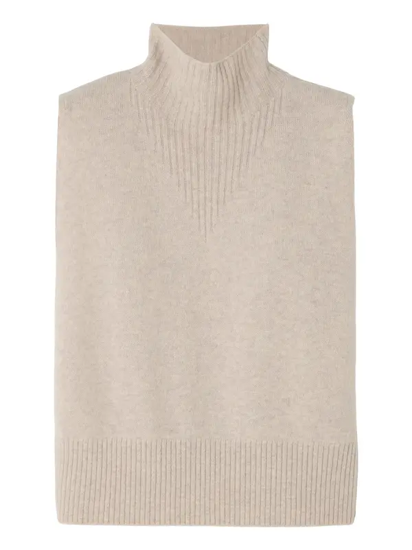 WE NORWEGIANS Geilo Ribbed Merino Wool Turtleneck Vest - Neutrals