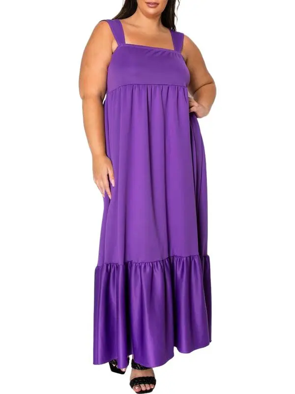 L I V D Angelika Ruffle Hem Sleeveless Maxi Dress - Purple