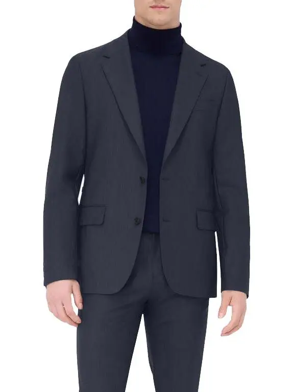 Bugatchi Solid Stretch Wool Travel Blazer - Cobalt