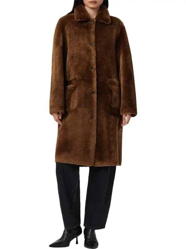 ALLSAINTS Serra Reversible Shearling Coat - Bitter Brown