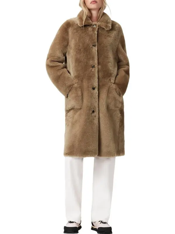 ALLSAINTS Serra Reversible Shearling Coat - Conker Brown