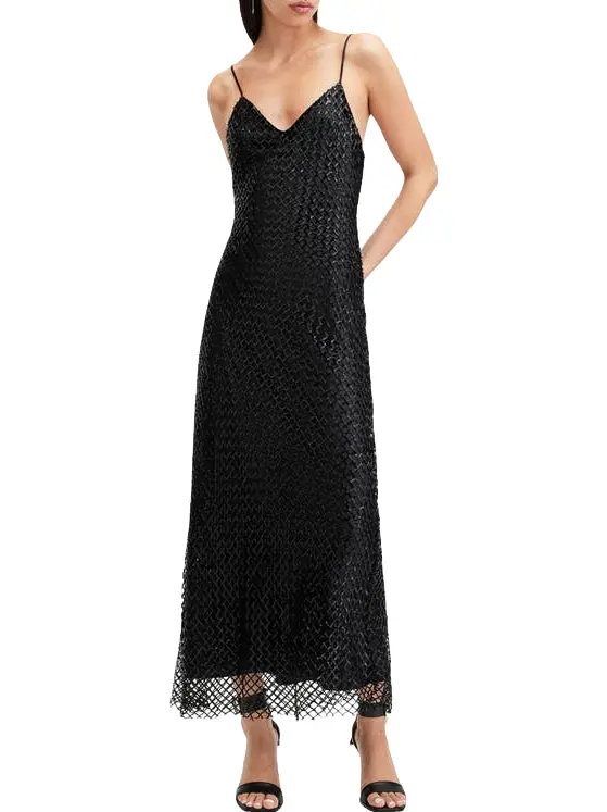 ALLSAINTS Chantelle Sequin Slipdress - Black