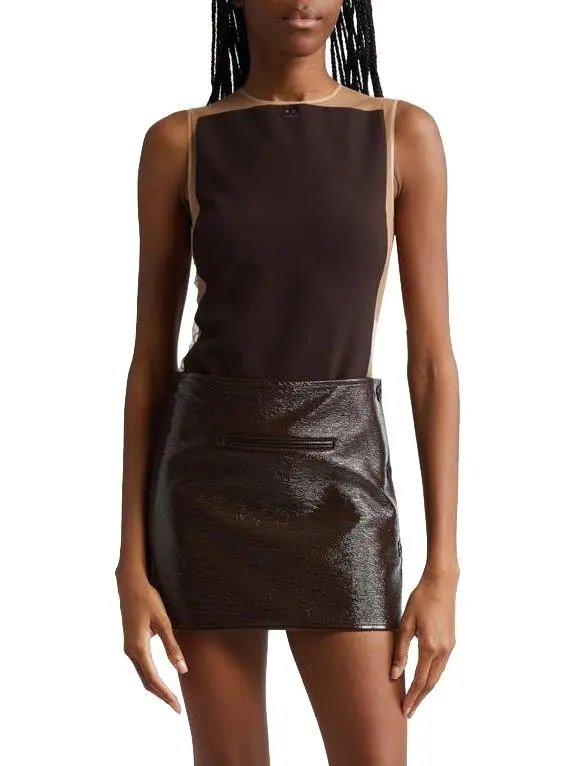 COURREGES Frame Illusion Bodysuit - Sand/ Chocolate