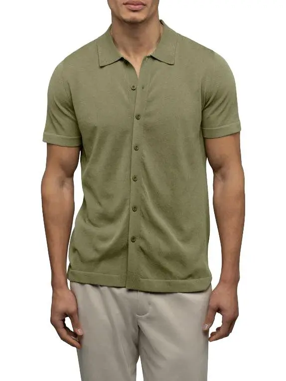 CUTS Riviera Cotton Blend Knit Camp Shirt - Capers