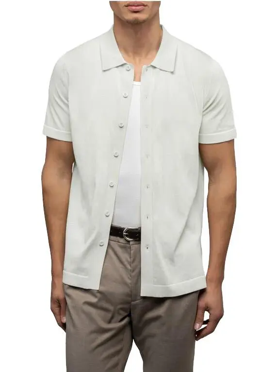 CUTS Riviera Cotton Blend Knit Camp Shirt - Nimbus