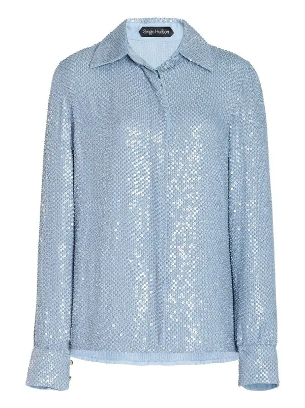 SERGIO HUDSON Hand-embroidered Blouse - Light Blue