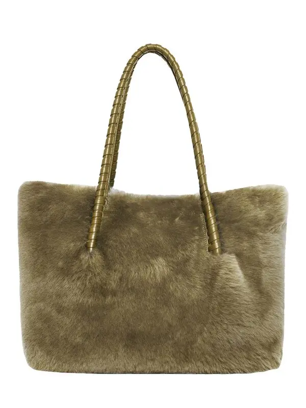 AIMEE Embrace Genuine Shearling Tote - Kelp Shearling