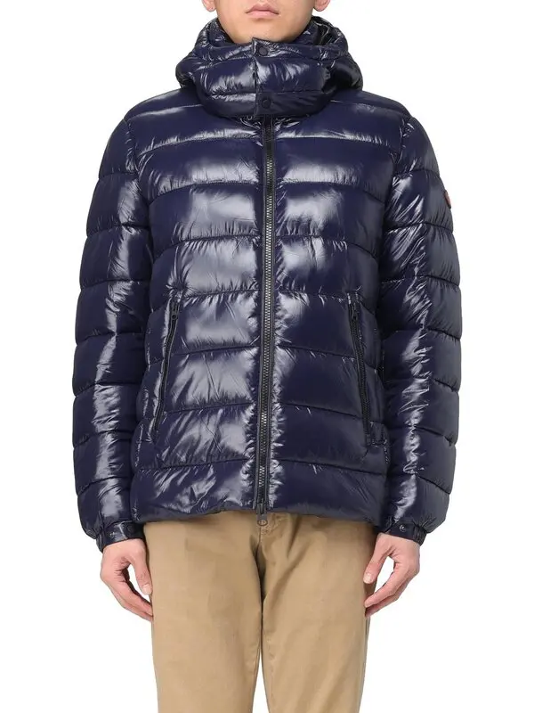 SAVE THE DUCK Quilted Puffer Jacket With Hood - Blue