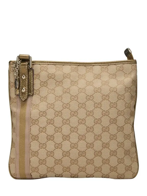 Gucci Original Gg Canvas Jolicoeur Messenger Bag With Accents - Beige