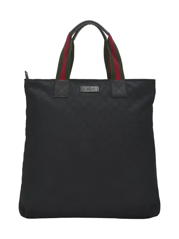 Gucci Gg Web Vertical Tote - Black