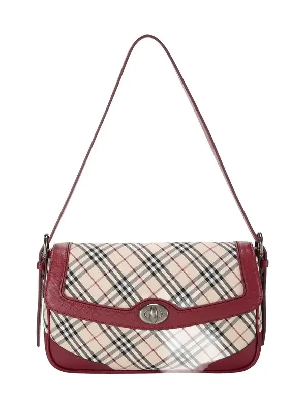 Burberry House Check Jacquard Turnlock Shoulder Bag - Red