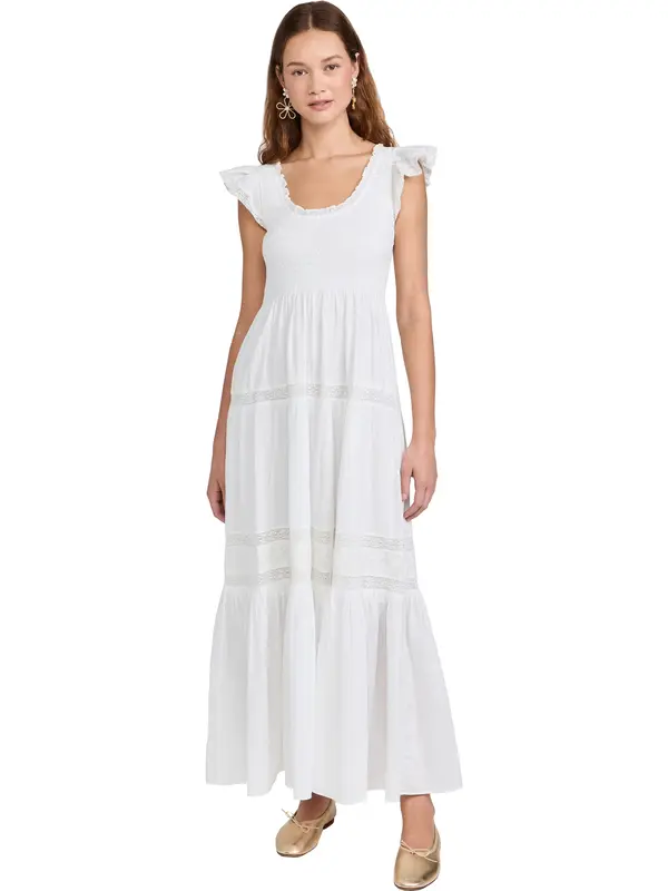 LoveShackFancy Chessie Dress - True White