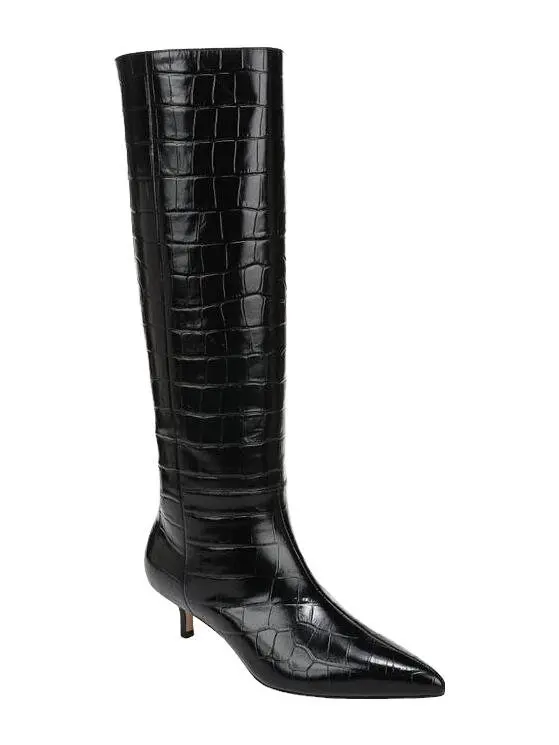 Veronica Beard Lisa 45 Knee High Boots - Black Croc