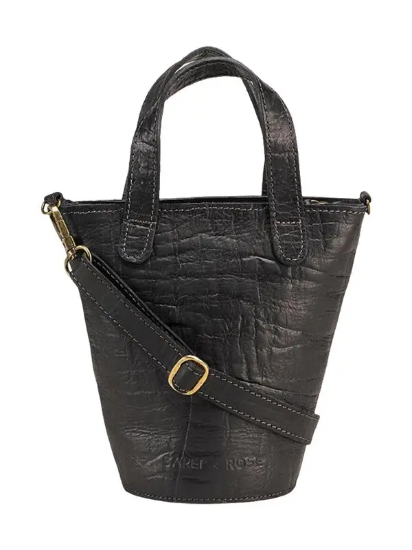 SAREP + ROSE Sara Mini Leather Tote Bag - Black Elephant