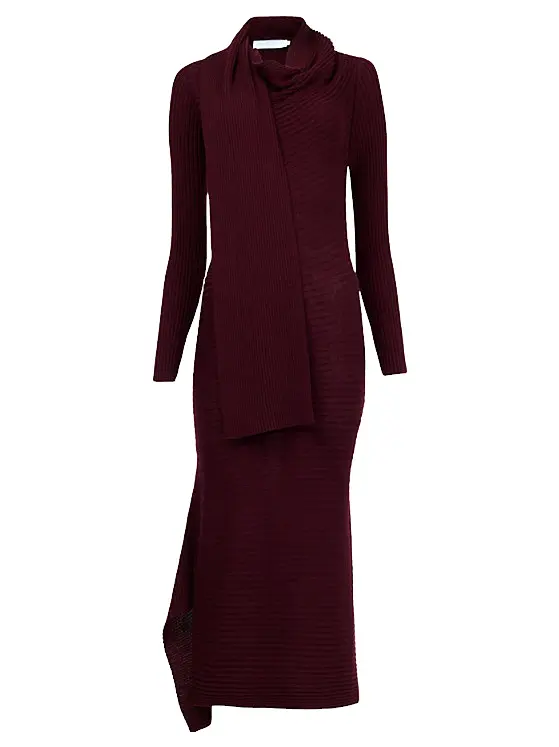 LEEM Slim-fit Merino Wool Midi Dress - Purple