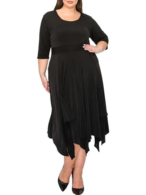 L I V D Shay Handkerchief Hem Midi Dress - Black