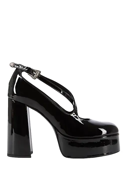 The Kooples Block-heel Platform Patent-leather Pumps - Black