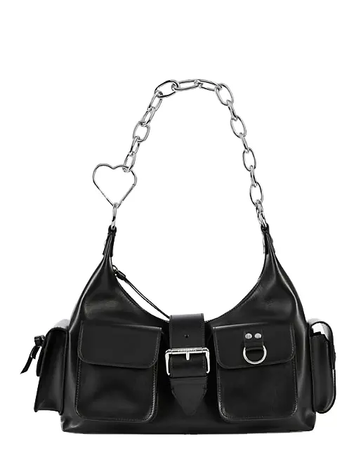 The Kooples Amelia Leather Shoulder Bag With Chain Handle - Black