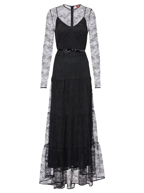 Max Mara Modane Lace Maxi Dress - Black