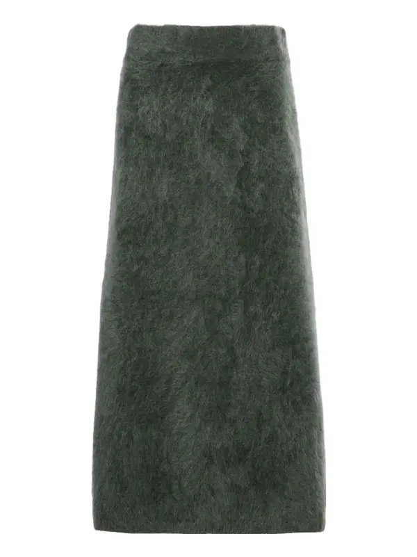 LISA YANG Asta Knitted Cashmere Midi Skirt - Green