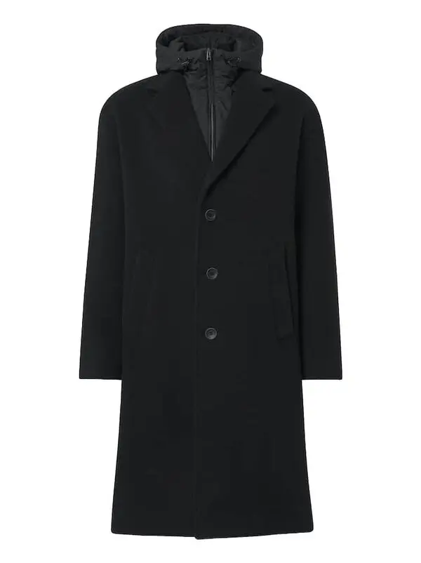 Herno Wool-blend Hooded Coat - Black