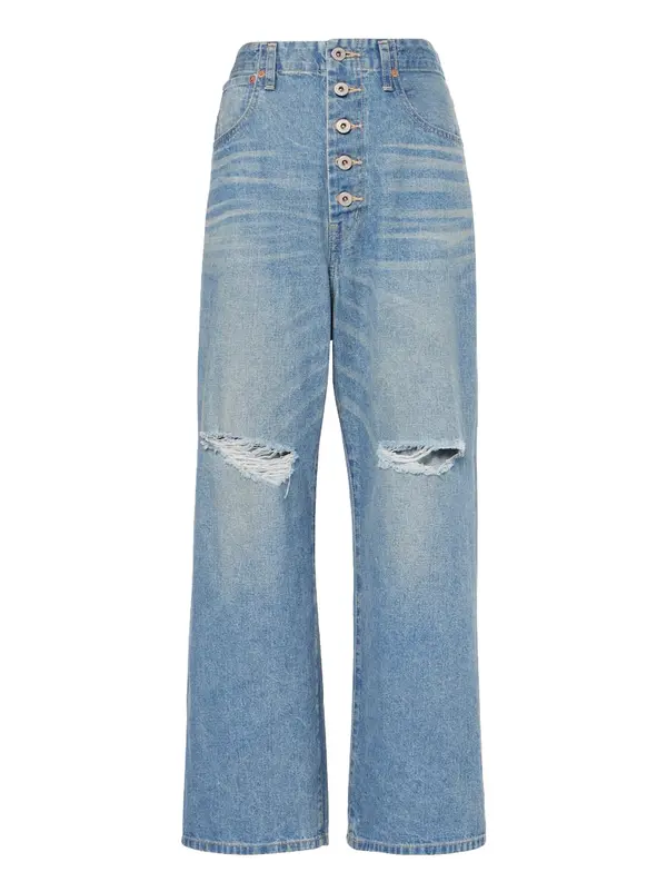 Junya Watanabe Cutout Wide-leg Jeans - Blue