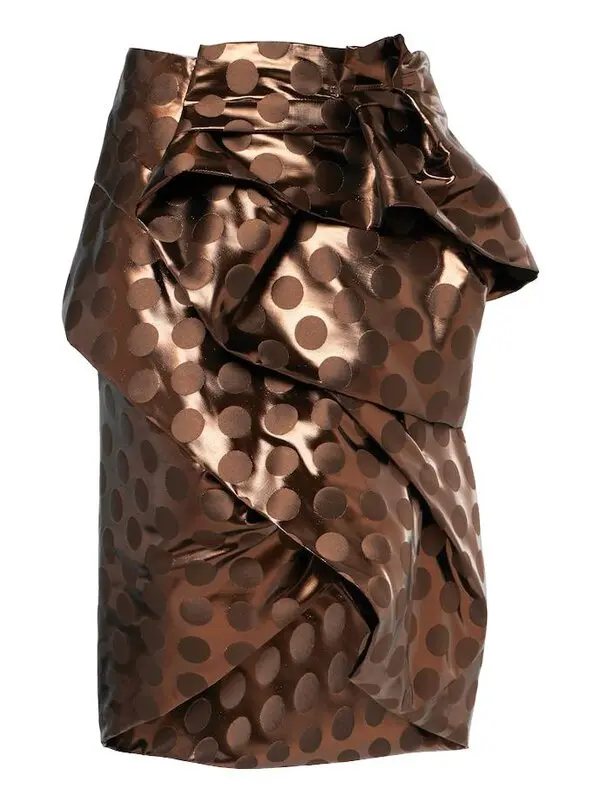 Dries Van Noten Lamé Midi Skirt - Brown