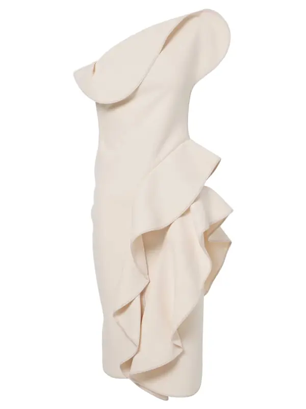 Maticevski Ruffled One-shoulder Midi Dress - White
