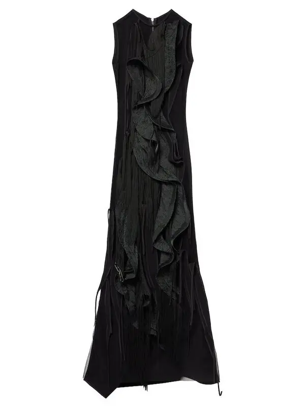 Maticevski Hedone Fringed Ruffled Gown - Black