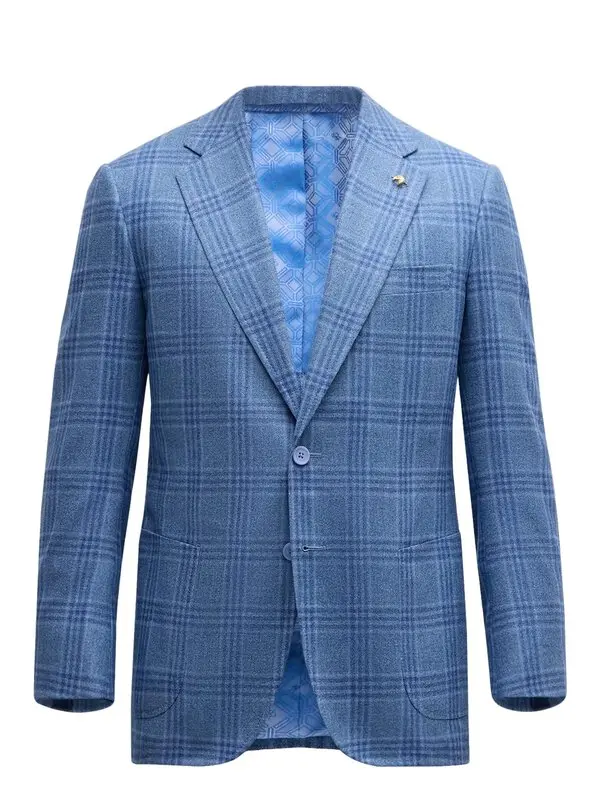 Stefano Ricci Plaid Two-button Sport Coat - Light Blue